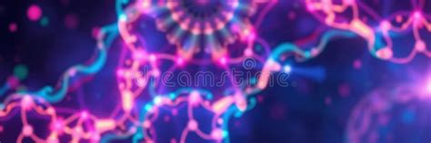 Colorful Abstract Representation Of A Neural Network Highlighting Connections And Energy In A