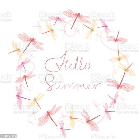 잠자리의 둥근 프레임입니다 흰색 배경에 격리된 벡터 그림입니다 0명에 대한 스톡 벡터 아트 및 기타 이미지 0명 계절 고풍스런 Istock