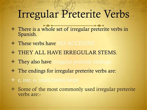 Ppt Irregular Preterite Verbs Powerpoint Presentation Free Download