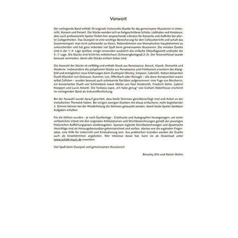 Schott Cello Duets Thomann Uk