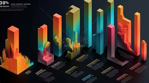 3차원 비즈니스 데이터 분석 히스토그램 일러스트 무료 다운로드 Lovepik