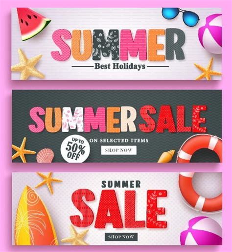 무료 다운로드 여름 세일 배너 디자인 벡터 세트 Ai Uidownload