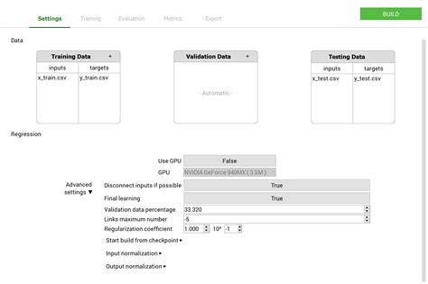 Quickstart Tabular Regression With The Graphical User Interface
