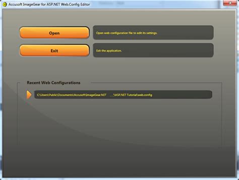 Run The ASP NET Web Config Editor