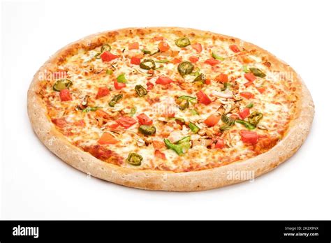 Fresh Italian Classic Pizza With Bell Pepper Tomato And Jalapeno