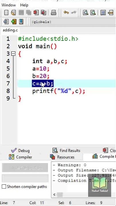 How To Add Two Numbers In C Language C Language Tutorial Youtube