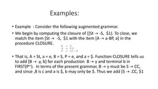 Compiler Design LR Parsing SLR LALR CLR PPTX