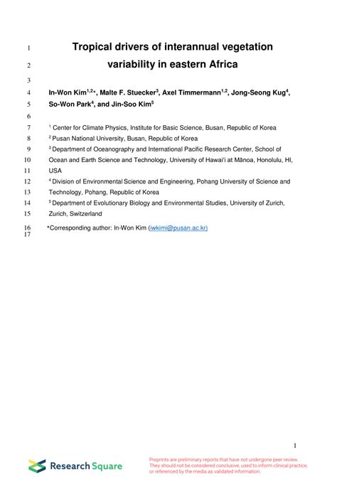 Pdf Tropical Drivers Of Interannual Vegetation Variability In Eastern Africa