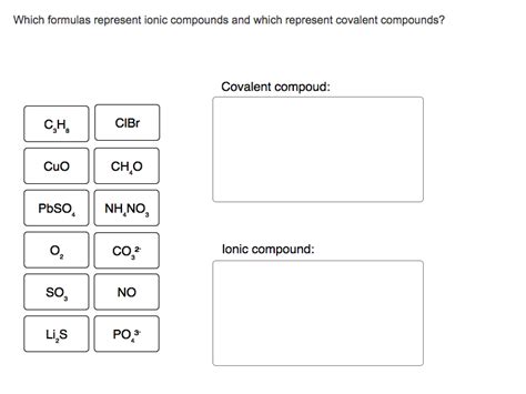 Solved Which Formulas Represent Ionic Compounds And Which Chegg Com