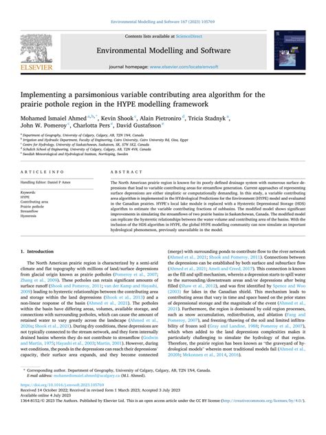 pdf implementing a parsimonious variable contributing area algorithm for the prairie pothole