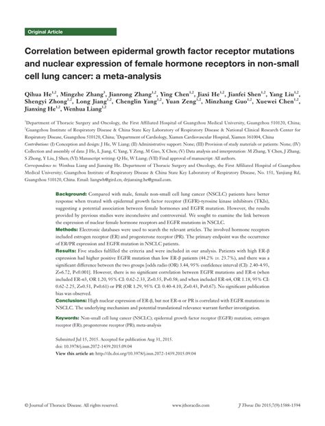 Pdf Correlation Between Epidermal Growth Factor Receptor Mutations