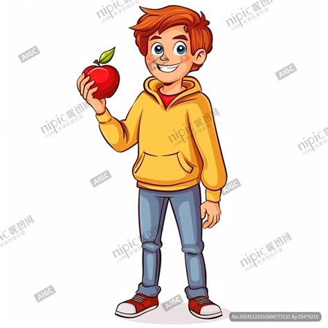 Ai创作图苹果插画人物 苹果男孩 小孩捧苹果 小苹果卡通形象 卡通男生形象设计 吃苹果小朋友 红色男孩插画 男生卡通形象设计 卡通卖水果的小