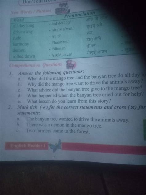 mark tick for the correct statements and cross for statements