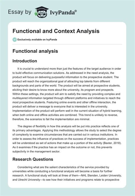 Functional And Context Analysis 3327 Words Report Example Functional And Context Analysis 3327 Words Report Example