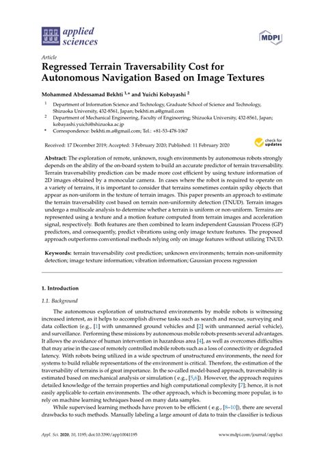Pdf Regressed Terrain Traversability Cost For Autonomous Navigation