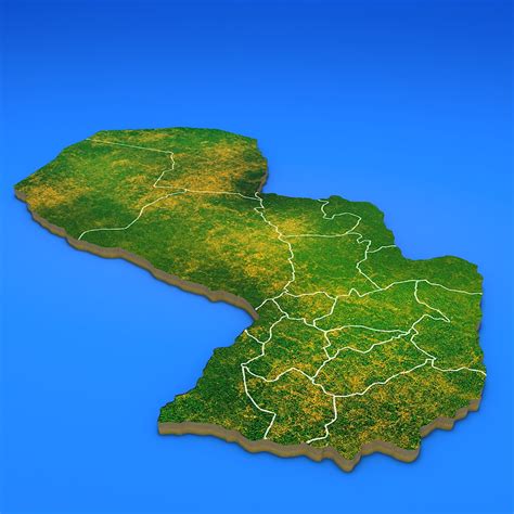 파라과이 상세한 국가지도 3d 모델 30 Max Fbx Obj Free3d