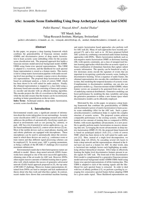 Pdf Ase Acoustic Scene Embedding Using Deep Archetypal Analysis And Gmm