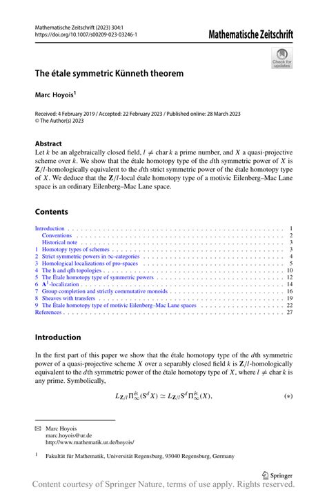 pdf the étale symmetric künneth theorem