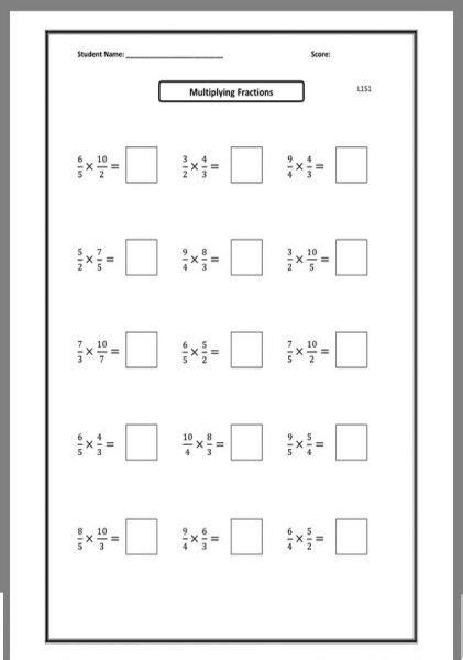 Multiplication Using Fraction Worksheet School Multiplying Fractions