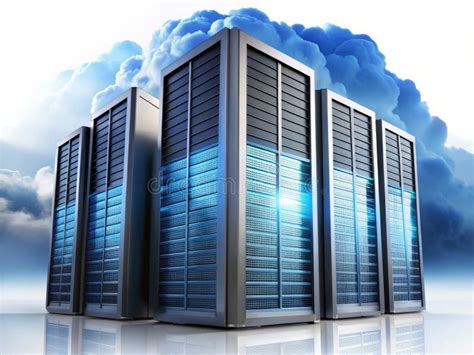 Modern Cloud Computing Servers On Isolated White Background A Powerful
