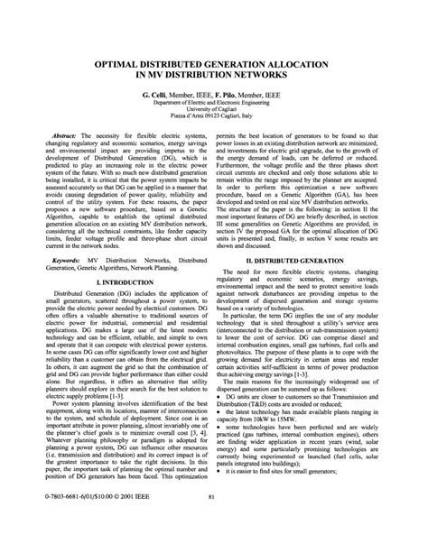 Pdf Optimal Distributed Generation Allocation In Mv Distribution Networks