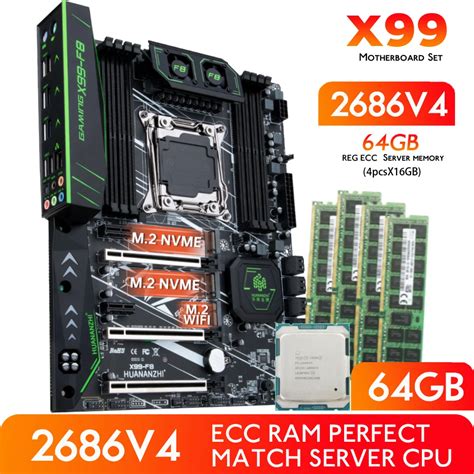Huananzhi F8 X99 Placa Mãe Com Intel Xeon E5 2686 V4 Com 4 16gb 64gb