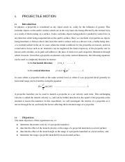 Lab Projectile Motion Docx PROJECTILE MOTION Introduction In Physics A Projectile