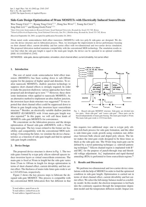 Pdf Side Gate Design Optimization Of 50 Nm Mosfets With Electrically