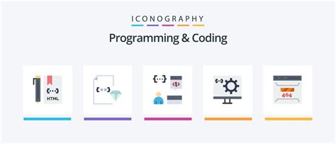 Programming And Coding Flat 5 Icon Pack Including Develop Coding Document Programmer Develop