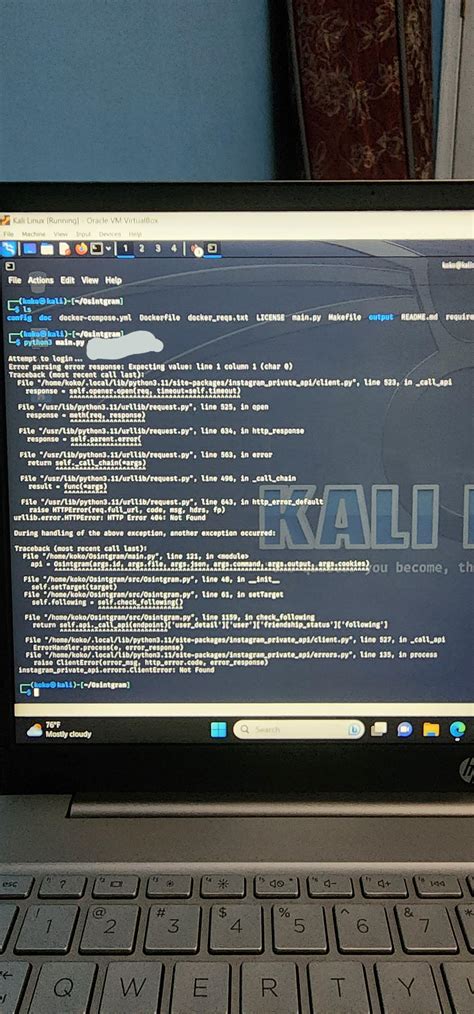 Osintgram Error Help R Kalilinux