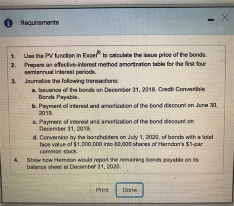 Solved Requirements Use The Pv Function In Excel To