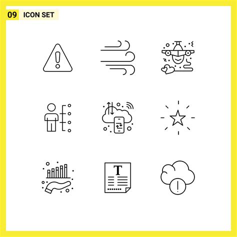 Editable Vector Line Pack Of 9 Simple Outlines Of People Human Flight