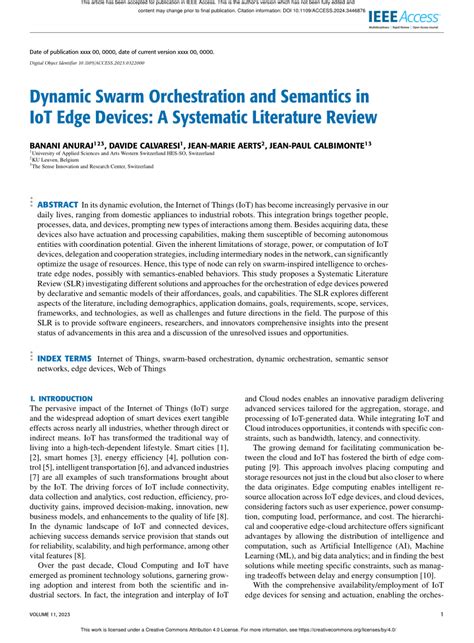 Pdf Dynamic Swarm Orchestration And Semantics In Iot Edge Devices A Systematic Literature Review
