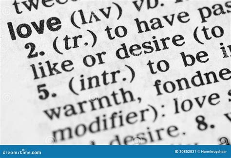 Definition Of The Word Love In The Dictionary Stock Image Image Of