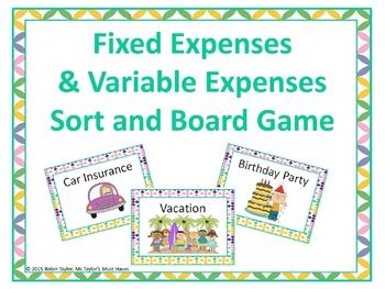 Fixed Vs Variable Expenses 4 10A By Ms Taylor S Must Haves TpT