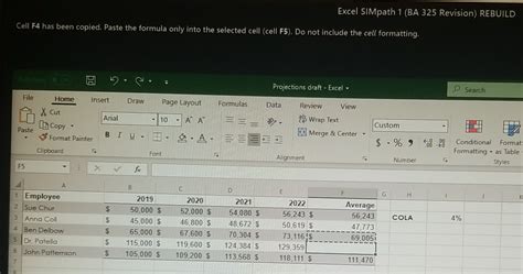 Solved Excel Simpath 1 Ba 325 ﻿revision ﻿rebuildcell F4