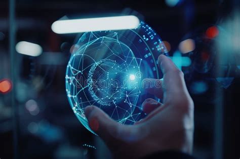Futuristic Interface Hand Interacts With A Glowing Digital Globe Displaying Network Connections
