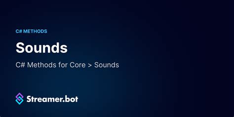 Sounds Streamer Docs