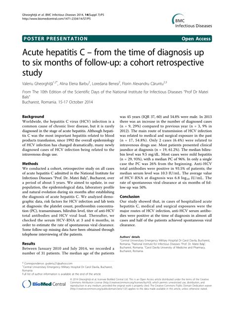 Pdf Acute Hepatitis C From The Time Of Diagnosis Up To Six Months Of Follow Up A Cohort