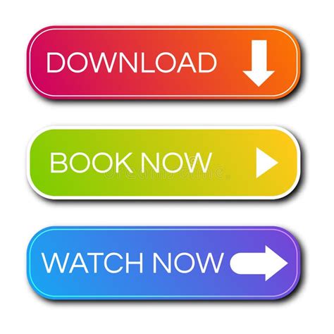 Set Of Three Modern Gradient Buttons With Shadows Stock Vector Illustration Of Internet Learn