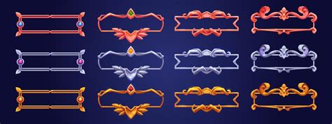 Silver Bronze Golden Vintage Game Frames Borders 13192751 Vector Art