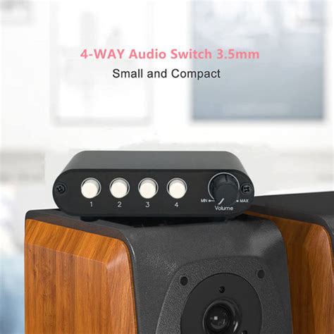 Getuscart Tenealay 4 Way 35mm Stereo Audio Switch Input Signal Source Switcher Selector