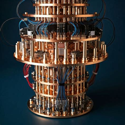Complex Quantum Computer With Copper And Blue Wiring Stock Illustration Illustration Of