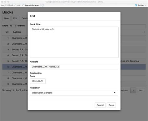 Editable Datatables For Shiny Applications Book Publishing