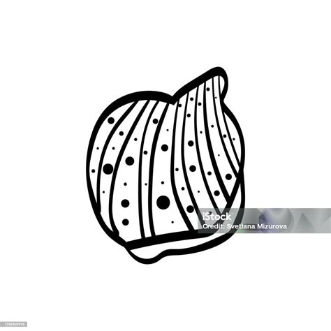 조개 껍질 바이밸브 가리비 Puxidatus 낙서 흑백 색칠 직물 종이 벽지 포장에 인쇄하기위한 귀여운 흑백 인쇄 여름 상품 벡터 일러스트레이션 도면 가리비에 대한 스톡