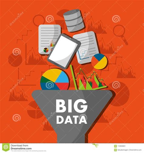 Big Data Process Analysis Filter Information Stock Vector Illustration Of Collection