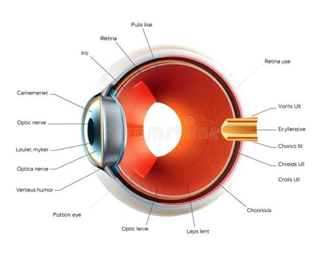 Human Eye Anatomy Illustration Detailing Optic Nerve Retina And Iris
