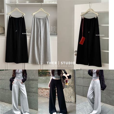 Wg We กางเกงขายาวแต่งผูกเชือก ปรับรูดได้ ดีเทลทรงปล่อยๆ ผ้าดี งานใส่สบาย Shopee Thailand