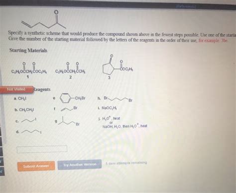solved specify a synthetic scheme that would produce the