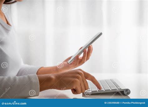 Woman Hand Enter A One Time Password For The Validation Process On Laptop Mobile Otp Secure